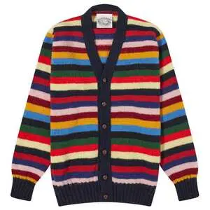 JAMIESON'S OF SHETLAND Stripe V-neck Cardigan - Multi