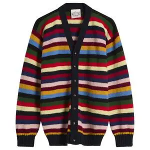 JAMIESON'S OF SHETLAND Stripe V-neck Cardigan - Multi