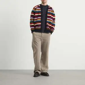 JAMIESON'S OF SHETLAND Stripe V-neck Cardigan - Multi