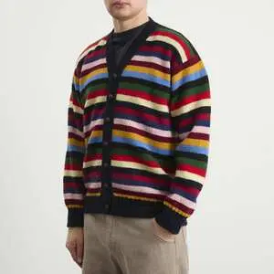 JAMIESON'S OF SHETLAND Stripe V-neck Cardigan - Multi