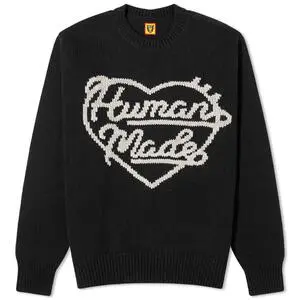 Human Made Knitted Heart Crew Neck Jumper In Black - 40% Off