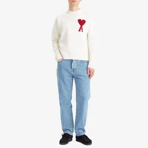 Ami Adc Crew Knit Sweater - Off White/red