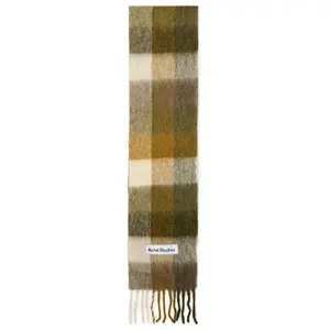 Acne Studios Vally Checked Scarf - Taupe/green/black