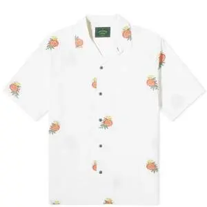 Portuguese Flannel Embroidered Bouquet Vacation Shirt - White