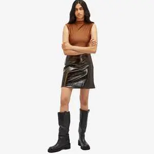 Sportmax Patent-finish Wool Mini Skirt