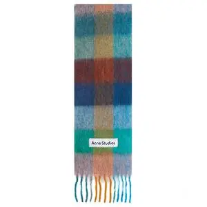 Acne Studios Vally Check Scarf Turquoise/camel/blue