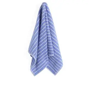 TEKLA Organic Terry Hand Towel - Clear Blue Stripes