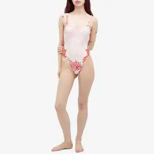 Versace One Piece Swimsuit - Dusty Rose/coral/bone