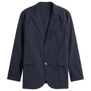 BEAMS 3 Button Coolmax® Seersucker Blazer - Navy