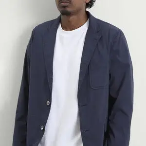 BEAMS 3 Button Coolmax® Seersucker Blazer - Navy
