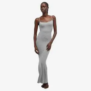 SKIMS Soft Lounge Long Slip Dress - Heather Grey
