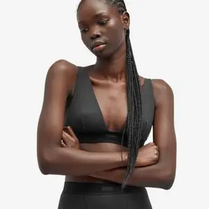 SKIMS Cotton Rib Plunge Bralette - Soot