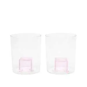 MAISON BALZAC Pink Ice Goblets Set Of 2 - Clear/pink