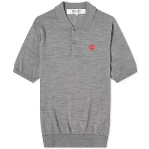 Play Comme Des Garcon Knit Polo Shirt - Grey