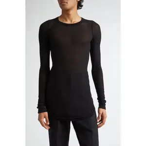 Rick Owens Rib Long Sleeve Sheer T-shirt - Black