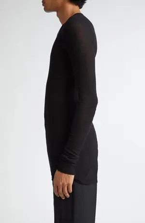 Rick Owens Rib Long Sleeve Sheer T-shirt - Black