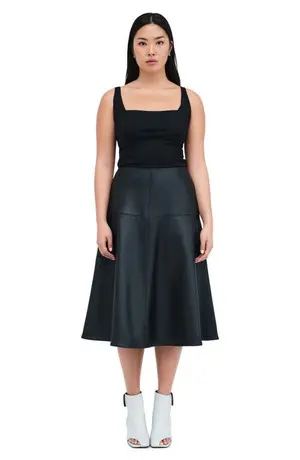 MARCELLA Lexi Faux Leather A-line Skirt - Black