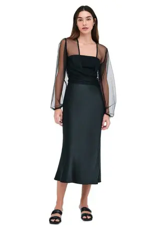 MARCELLA Verona Sheer Mesh Wrap Bolero - Black