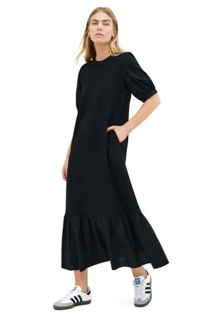 MARCELLA Olivia Mixed Media Midi Dress - Black