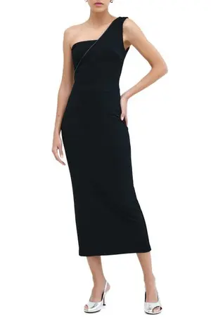 MARCELLA Nina One-shoulder Ponte Midi Dress