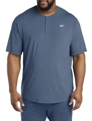 REEBOK Performance Henley T-shirt - East Coast Blue