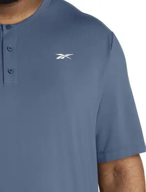 REEBOK Performance Henley T-shirt - East Coast Blue