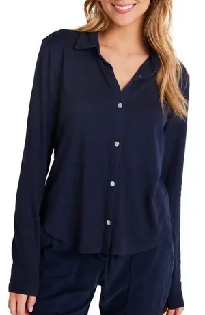 Bella Dahl Cotton Knit Button-up Shirt - Endless Sea