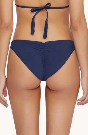 PQ SWIM Ruched Bikini Bottom - Navy