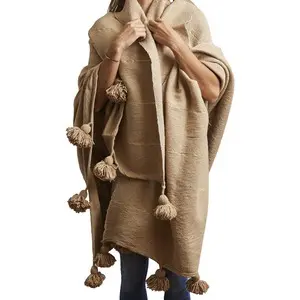 VERVE CULTURE Moroccan Cotton Blanket - Camel