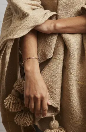 VERVE CULTURE Moroccan Cotton Blanket - Camel
