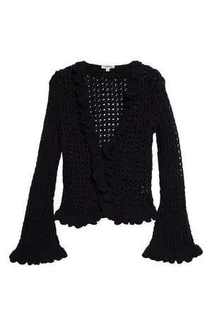 L'Agence Solaris Open Stitch Cotton-blend Cardigan - Black