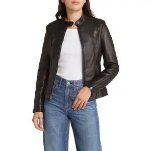 SCHOTT Leather Cafe Racer Moto Jacket