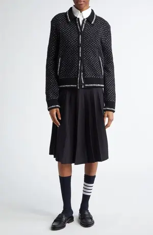 Thom Browne Pleated Wool And Silk Midi Skirt
