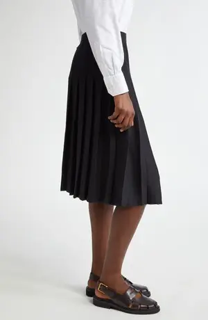 Thom Browne Pleated Wool And Silk Midi Skirt