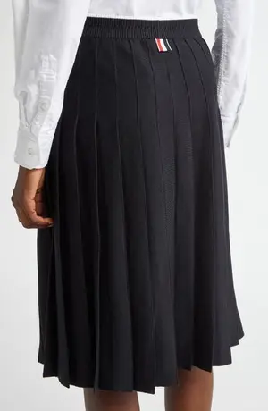 Thom Browne Pleated Wool And Silk Midi Skirt