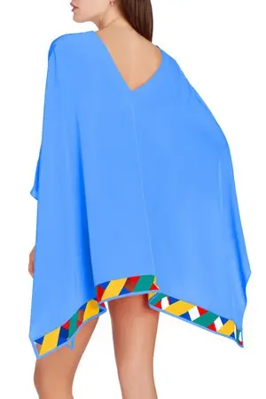 VALIMARE Bandage Hem Chiffon Cover-up Poncho - Blue
