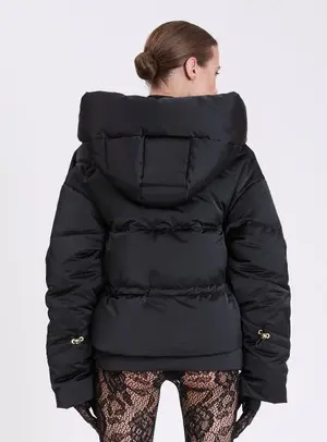 Nicole Benisti Montague Satin Puffer Jacket - Black