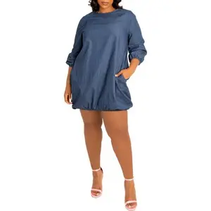 BUXOM COUTURE Bubble Denim Mini Dress