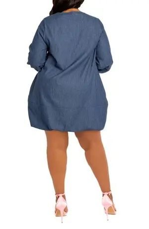 BUXOM COUTURE Bubble Denim Mini Dress