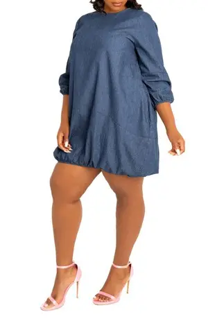 BUXOM COUTURE Bubble Denim Mini Dress