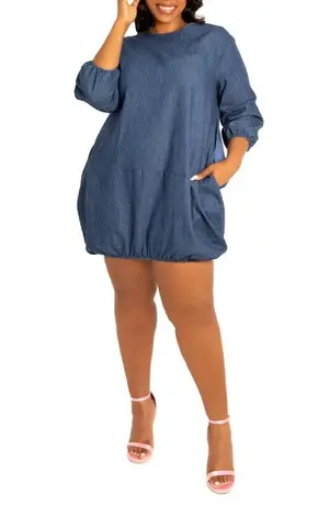 BUXOM COUTURE Bubble Denim Mini Dress