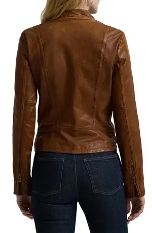 Ralph Lauren Leather Moto Jacket - Dark Walnut