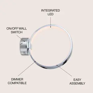 JONATHAN Y Nathaniel Dimmable Integrated Led Metal Wall Sconce - Chrome