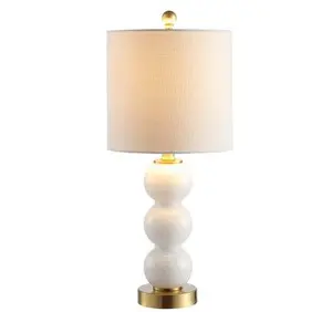 JONATHAN Y February Glass/metal Led Table Lamp - White/brass Gold
