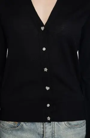 Zadig&Voltaire Jemma Crystal Button Merino Wool Cardigan