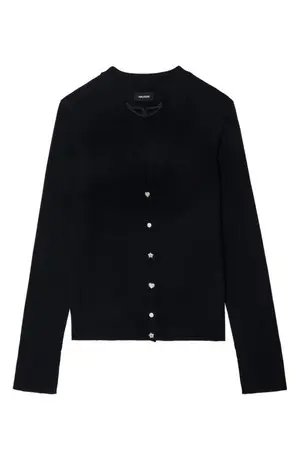 Zadig&Voltaire Jemma Crystal Button Merino Wool Cardigan