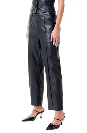 Endless Rose Faux Leather Tapered Pant