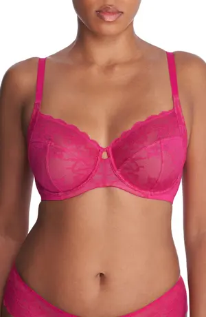 Natori Statement Lace Side Support Bra Raspberry/cafe