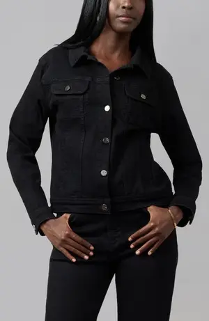 LOLA DENIM Gabriella Classic Denim Trucker Jacket - Black
