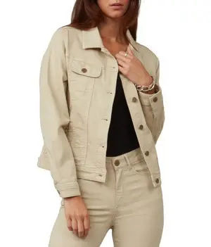 LOLA JEANS Gabriella Classic Denim Jacket - Sand